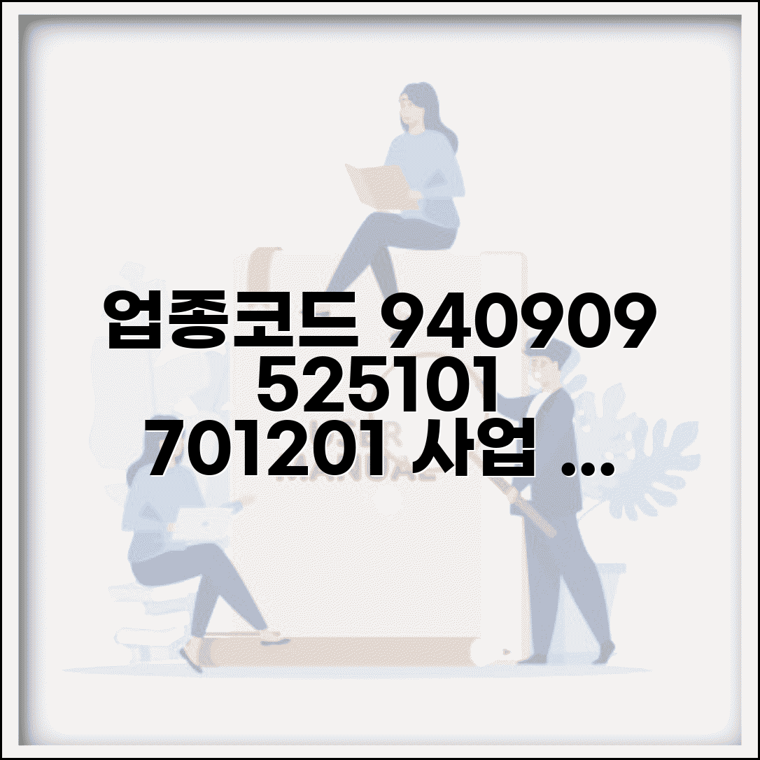 업종코드 940909 의미 분석 | 업종코드 525101 701201 사업 분류